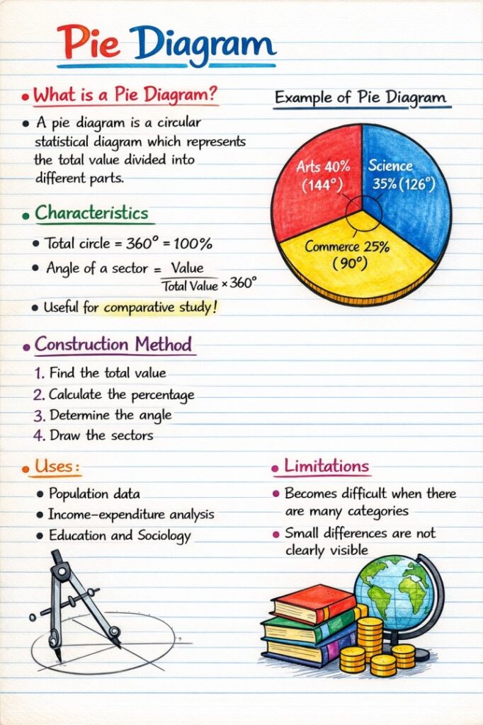 2. Pie Diagram (वृत्तारेख) - Unique Geography Notes हिंदी में