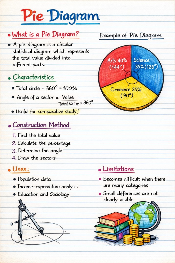 2. Pie Diagram (वृत्तारेख) - Unique Geography Notes हिंदी में
